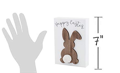 Collins Painting 'Happy Easter' Cute Bunny Butt Wood Box Sign - Wooden Tabletop Rabbit Decoration for Spring Home Decor