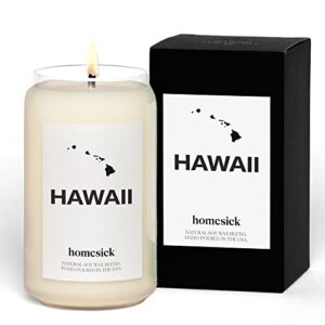 homesick premium scented candle, hawaii – scents of pineapple, coconut, 13.75 oz, 60-80 hour burn, natural soy blend candle home decor, relaxing aromatherapy candle