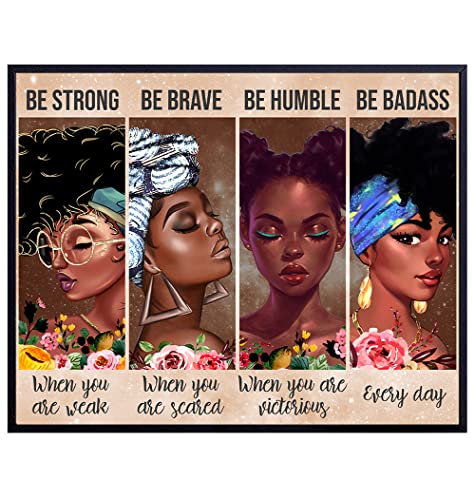 Be Strong Be Brave Be Badass Poster - African American Women - African American Woman - Black Women - African American Wall Art - Black Wall Art - Motivational Wall Decor - Encouragement Gifts