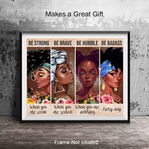 Be Strong Be Brave Be Badass Poster - African American Women - African American Woman - Black Women - African American Wall Art - Black Wall Art - Motivational Wall Decor - Encouragement Gifts