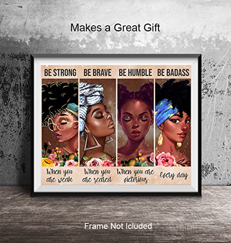 Be Strong Be Brave Be Badass Poster - African American Women - African American Woman - Black Women - African American Wall Art - Black Wall Art - Motivational Wall Decor - Encouragement Gifts