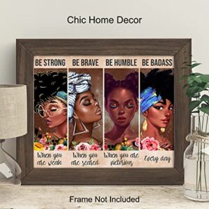 Be Strong Be Brave Be Badass Poster - African American Women - African American Woman - Black Women - African American Wall Art - Black Wall Art - Motivational Wall Decor - Encouragement Gifts