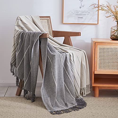 Lunarose Home Decor Chenille Throw Blanket for Couch | Soft Cozy Gradient Accent Blanket | Lightweight Decorative Blankets Throws for Sofa Chair Bed Picni Beach | All Season (50''×60‘’, Grey)