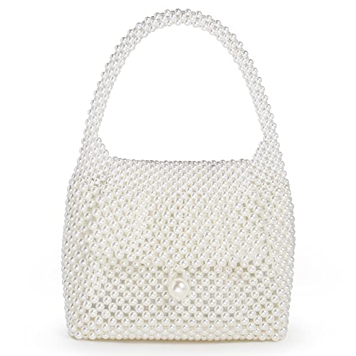 Grandxii Pearl Purse Tote Handbag Beaded Bag Evening Party Shoulder Bag For Women With Pearl