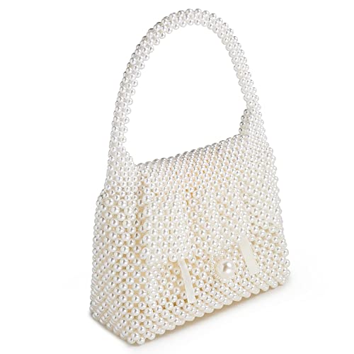 Grandxii Pearl Purse Tote Handbag Beaded Bag Evening Party Shoulder Bag For Women With Pearl