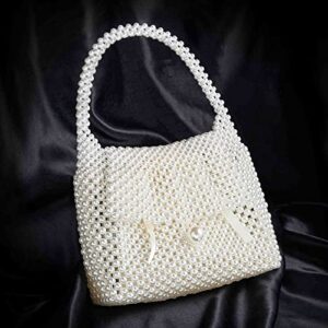 Grandxii Pearl Purse Tote Handbag Beaded Bag Evening Party Shoulder Bag For Women With Pearl