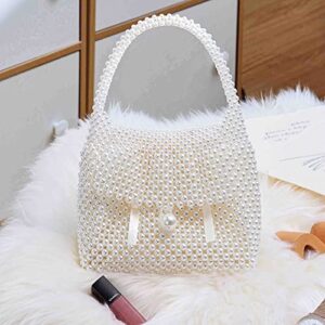 Grandxii Pearl Purse Tote Handbag Beaded Bag Evening Party Shoulder Bag For Women With Pearl