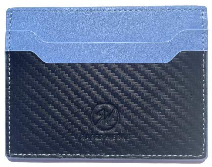 Motorsport Wallet - slim carbon fiber leather with RFID protection card case (Powder Blue)