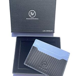 Motorsport Wallet - slim carbon fiber leather with RFID protection card case (Powder Blue)