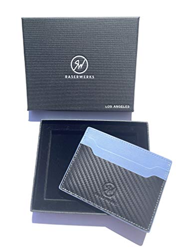 Motorsport Wallet - slim carbon fiber leather with RFID protection card case (Powder Blue)