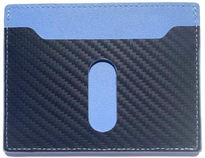 Motorsport Wallet - slim carbon fiber leather with RFID protection card case (Powder Blue)