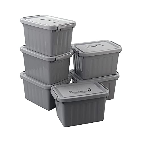 Readsky 6 Quart Plastic Storage Box, Latching Boxes with Handles, 6-Pack