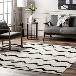 nuloom zelda zig-zag modern area rug, 4′ x 6′, grey