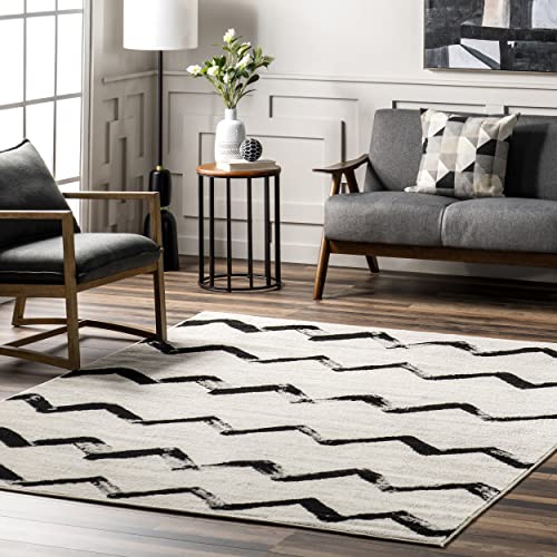 nuLOOM Zelda Zig-Zag Modern Area Rug, 4' x 6', Grey