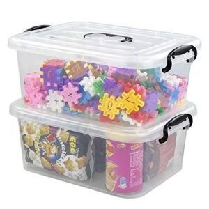 bringer 2-pack plastic storage boxes, 8 l clear latch boxes