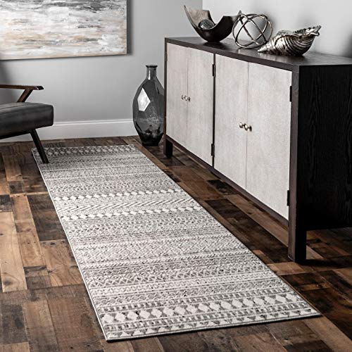 nuLOOM Artemisia Modern Tribal Runner Rug, 2' x 6', Grey