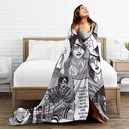 Throw Blanket Hange Zoe Attack On Titan Soft Microfiber Sofa Blanket Comfortable Luxury Air-Conditioning Quilt Large 80" X60“