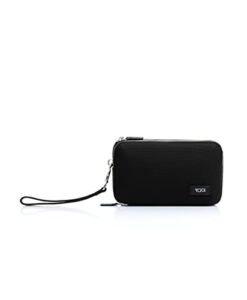 tumi black chrome triple zip clutch