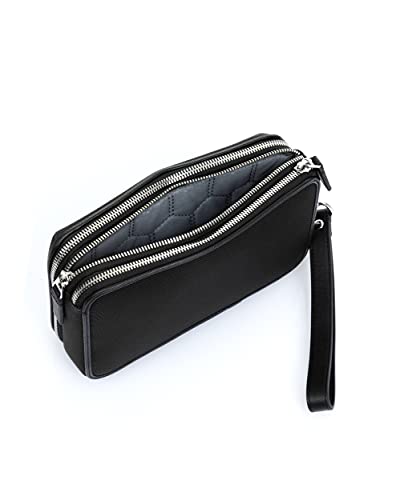 TUMI Black Chrome Triple Zip Clutch