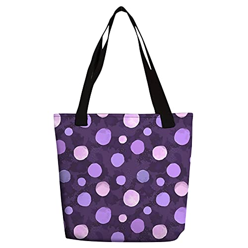 eloria Tote Bag Polka Dot Printed Designer Cotton Canvas Fabric Hand Bag Size: 13 x 13 Inches I Color: Violet