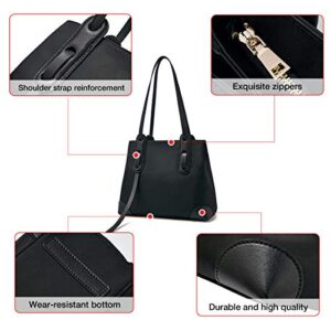 Oxford Cloth Handbags for Women, Ladies Casual Shoulder Bags Women's Medium Pocketbooks Womens Canvas Carryall Bags Fashion Small Tote Purses and Handbags mothers day gifts(Black)