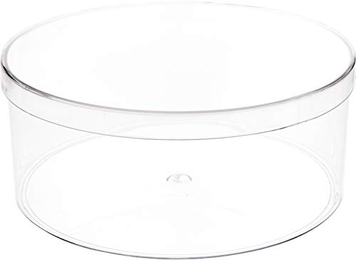 Pioneer Plastics 185C Clear Round Plastic Container, 7.375" W x 3" H, Pack of 4