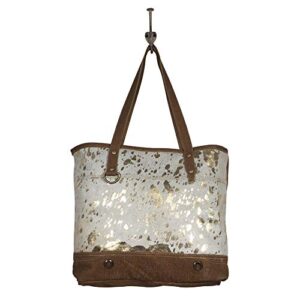 myra bags largish leather tote gold fleck