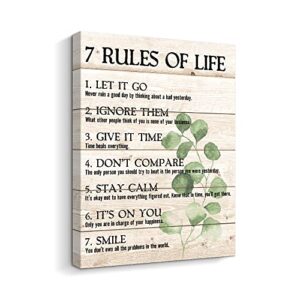 creoate motivational quotes wall art- plant print 7 rules of life inspirational motto canvas print home office wall décor