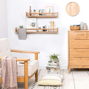 INMAN Floating Shelves, Wall Mounted Nursery Shelf-Wood Bookshelf Wall Shelves for Kitchen Spice Rack Bedroom and Living Room Baby Nursery Decor, 27.5 Inch,Natural