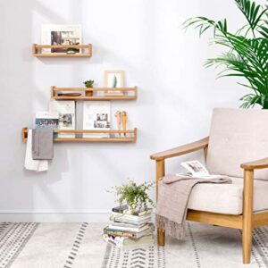 INMAN Floating Shelves, Wall Mounted Nursery Shelf-Wood Bookshelf Wall Shelves for Kitchen Spice Rack Bedroom and Living Room Baby Nursery Decor, 27.5 Inch,Natural