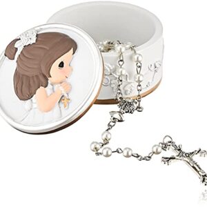 Precious Moments 202428 Faith is The Light That Guides You Girl Resin Box with Rosary, One Size, Multicolored