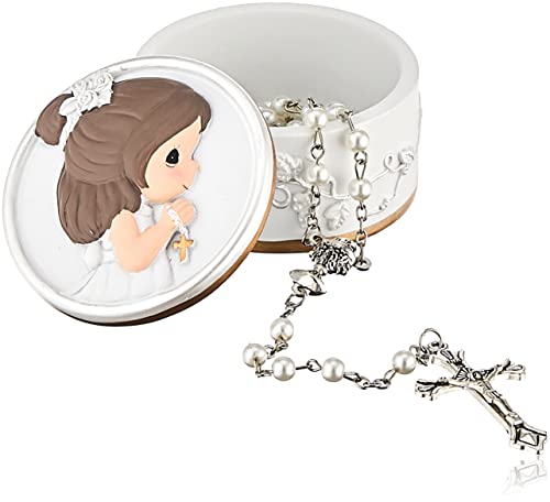 Precious Moments 202428 Faith is The Light That Guides You Girl Resin Box with Rosary, One Size, Multicolored