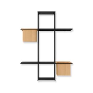 Umbra Cubist Floating Built-in Succulent Planter – Modern Wall Décor and Geometric Display Shelf for Books, Candles, Mementos, Photos, Indoor Plants and More, Multi, Black