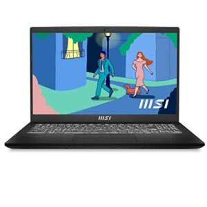 msi modern 15 15.6″ ultra thin & light business laptop: intel core i5-1235u intel iris xe 8gb ddr4 512gb nvme ssd, 180-degree lay-flat, usb type-c, microsd card reader, win 11 home: black b12m-014