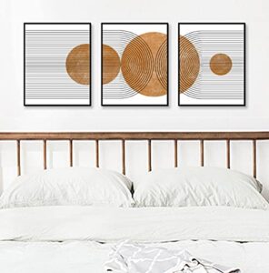 mid century modern print geometric wall decor abstract lines art set above bed wall art arch art mid century decor set of 3 unframed 11x14inch