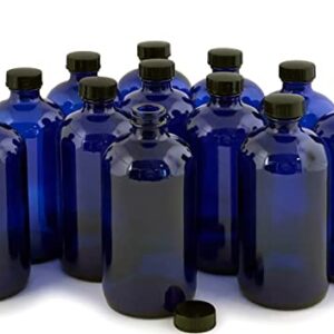 Vivaplex, 12, Cobalt Blue, 16 oz Glass Bottles, with Lids