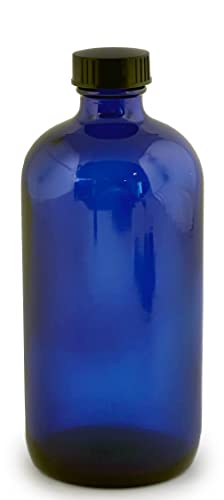 Vivaplex, 12, Cobalt Blue, 16 oz Glass Bottles, with Lids