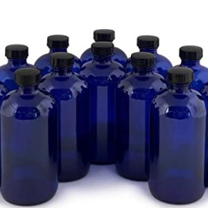 Vivaplex, 12, Cobalt Blue, 16 oz Glass Bottles, with Lids