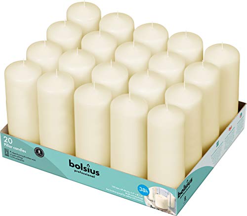 Bolsius Ivory Pillar Candles – 2x6 Unscented Candle Set of 20 – Dripless, Smokeless, and Clean Burning Household Dinner Candles – Perfect for Weddings, Parties, Dinners Decorative Candles