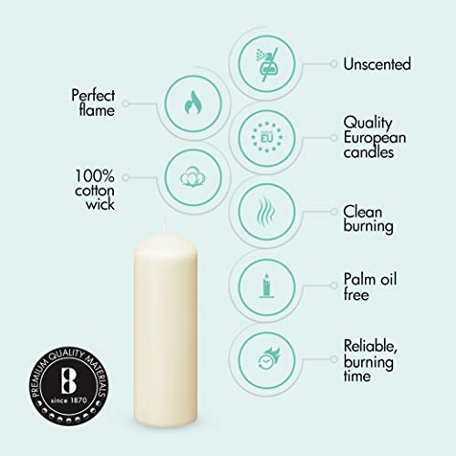 Bolsius Ivory Pillar Candles – 2x6 Unscented Candle Set of 20 – Dripless, Smokeless, and Clean Burning Household Dinner Candles – Perfect for Weddings, Parties, Dinners Decorative Candles