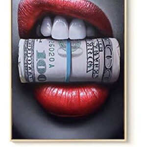 Red Lips Series: 【Bite】-Spray Painting Core Modern Fashion Sexy Red Lips Nordic Style Room Decoration Painting Wall Painting Wall Art Pictures Set of 3（11.8"X15.75"）【No Frame】