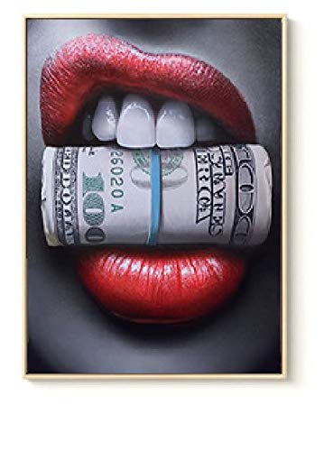 Red Lips Series: 【Bite】-Spray Painting Core Modern Fashion Sexy Red Lips Nordic Style Room Decoration Painting Wall Painting Wall Art Pictures Set of 3（11.8"X15.75"）【No Frame】