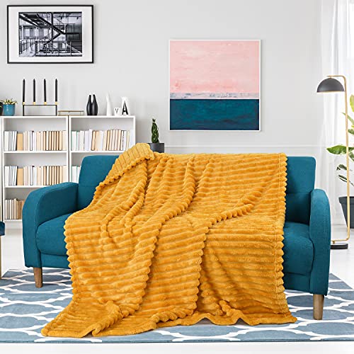 Catalonia Yellow Fleece Throw Blanket for Couch, Super Soft Fuzzy Plush Blanket for Adults and Kids, All Seasons Lounging Velvet Blanket, Living Room Decor Blanket