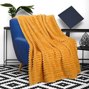 Catalonia Yellow Fleece Throw Blanket for Couch, Super Soft Fuzzy Plush Blanket for Adults and Kids, All Seasons Lounging Velvet Blanket, Living Room Decor Blanket