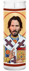 keanu celebrity prayer candle – funny saint candle – 8 inch glass prayer votive – 100% handmade in usa – funny celebrity novelty gift