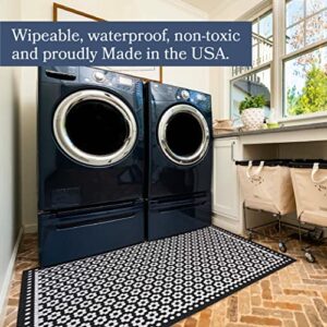 Carolina Creekhouse Scarlett FloorFlat | Decorative Vinyl Floor Covering | Lay Flat | Durable | No Curling Edges | Waterproof | Easy Clean | Wipeable | Eco-Friendly | 4’ x 6’ Mat | Blue