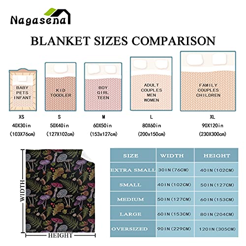 Nagasena Wild Forest Mushrooms Blanket Warm Bed Throws for Sofa and Pet,Ultra Luxurious Warm and Cozy for All Seasons Throw Size 60X50 in