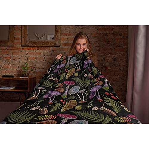 Nagasena Wild Forest Mushrooms Blanket Warm Bed Throws for Sofa and Pet,Ultra Luxurious Warm and Cozy for All Seasons Throw Size 60X50 in