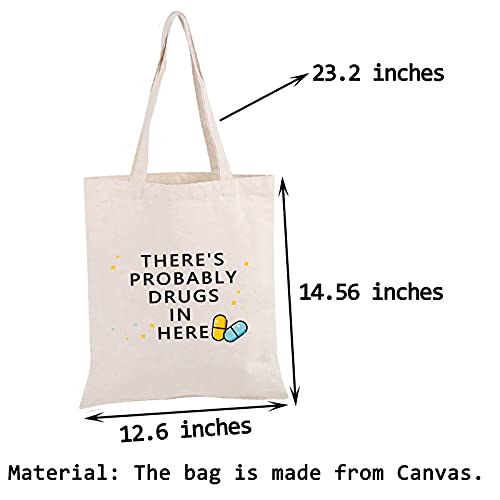 Funny Accessory Canvas Tote Bag There's Probably Drugs In Here Sarcastic Tote Bag Gift For Her (Probably Drugs Tote B)