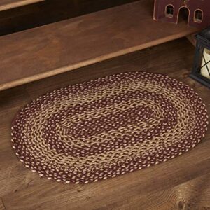 vhc brands burgundy tan jute rug oval w/pad 20×30